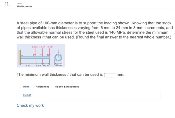 Solved A steel pipe of 100-mm diameter is to support the | Chegg.com