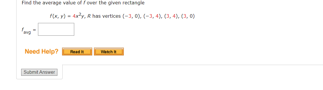 Solved Find the average value of f ﻿over the given | Chegg.com