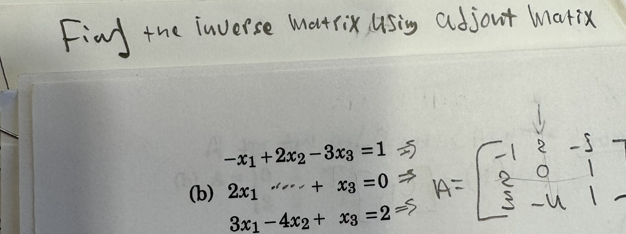 Fing the inverse Matrix using adjont Matix | Chegg.com