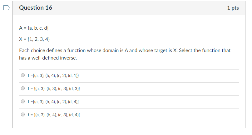 Solved Question 16 1 Pts A A B C D X 1 234 Each 