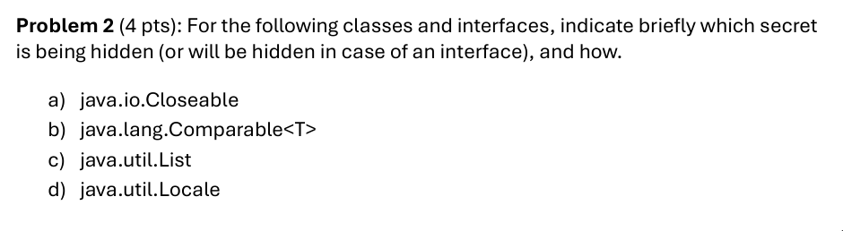 Solved Problem 2 (4 ﻿pts): For the following classes and | Chegg.com