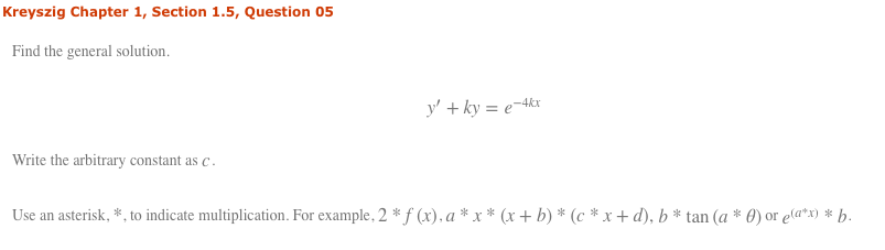 Solved Kreyszig Chapter 1, Section 1.5, Question 05 Find the | Chegg.com