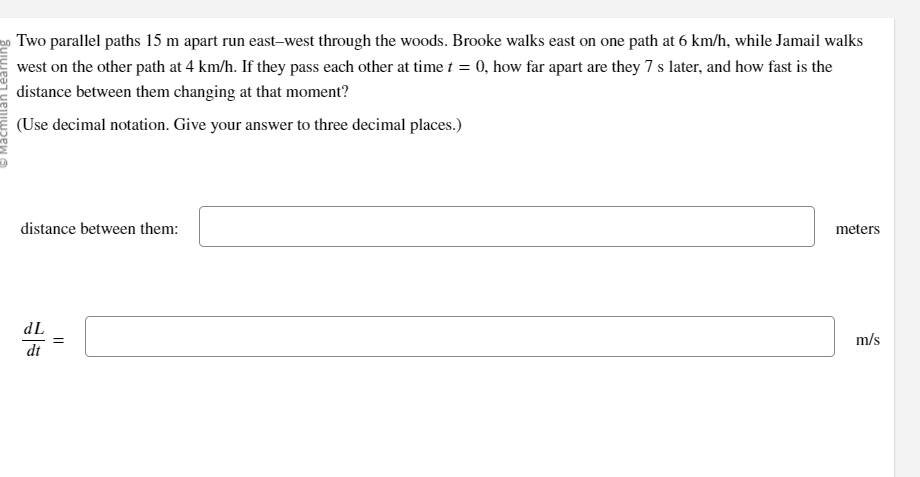 Solved Two parallel paths 15 m apart run east-west through | Chegg.com