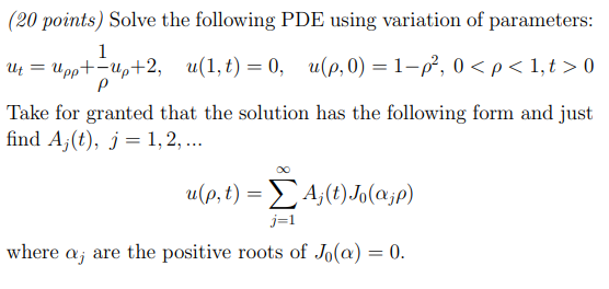 (20 points) Solve the following PDE using variation | Chegg.com
