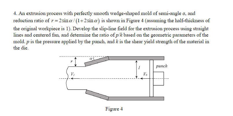 Solved An extrusion process with perfectly smooth | Chegg.com