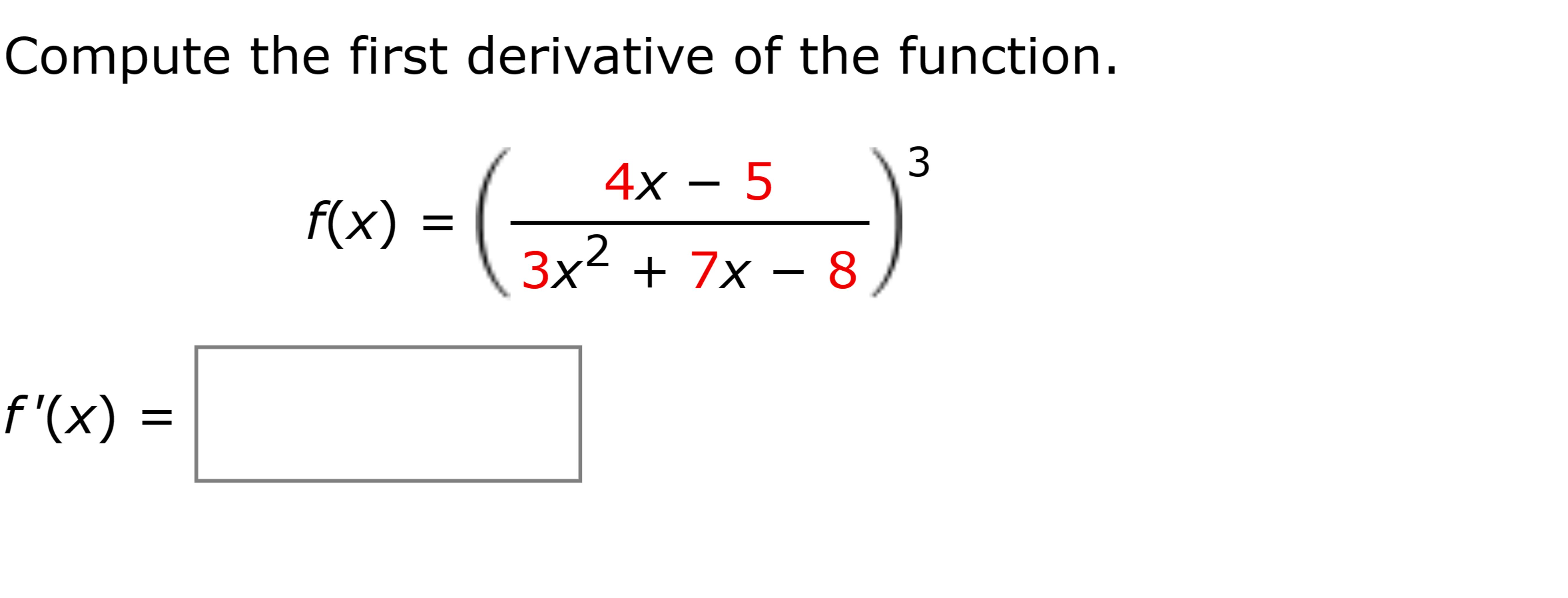 Solved compute the first derivative of the functionCompute | Chegg.com