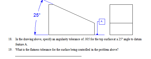 Solved 25° 18. In the drawing above, specify an angularity | Chegg.com