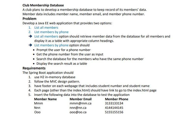 Solved Club Membership Database A club plans to develop a | Chegg.com