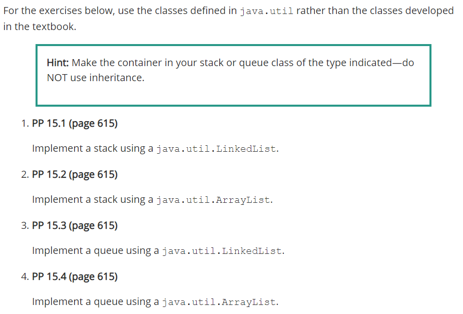 Solved For the exercises below, use the classes defined in | Chegg.com