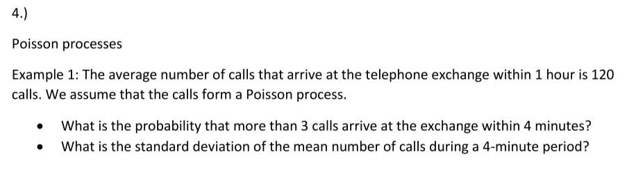 Solved Poisson processes Example 1: The average number of | Chegg.com