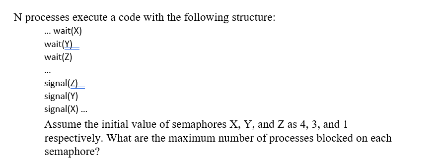 Solved N processes execute a code with the following | Chegg.com