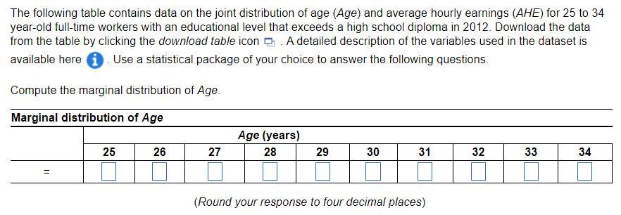 Solved The following table contains data on the joint | Chegg.com