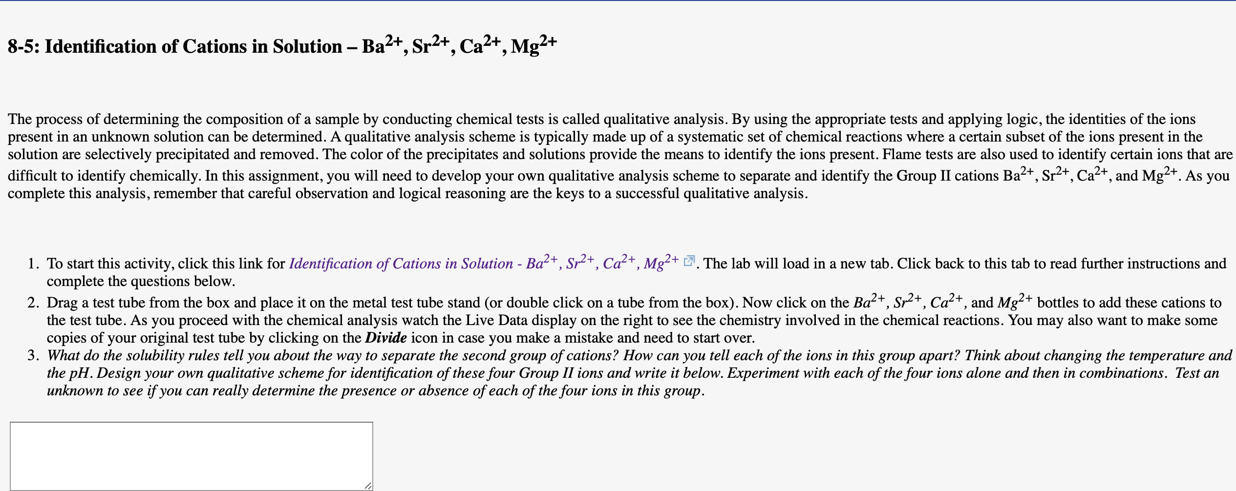 8-5: Identification of Cations in Solution - Ba2+, | Chegg.com