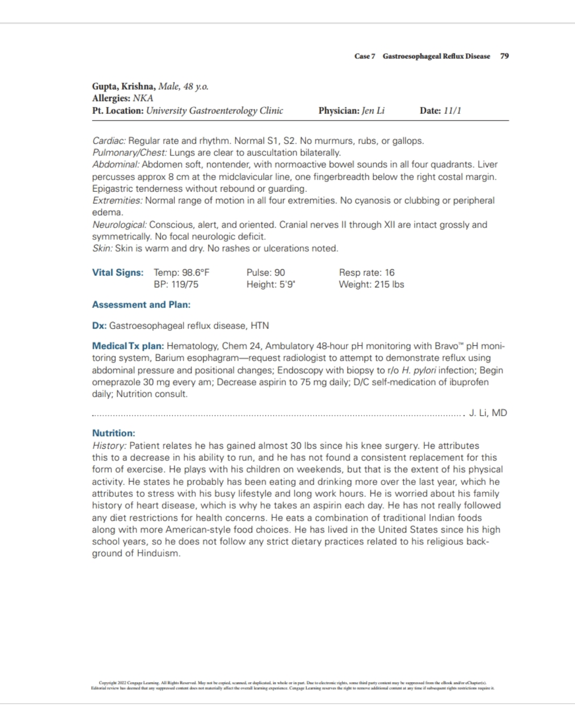 Solved Cardiac: Regular rate and rhythm. Normal S1, S2. No | Chegg.com