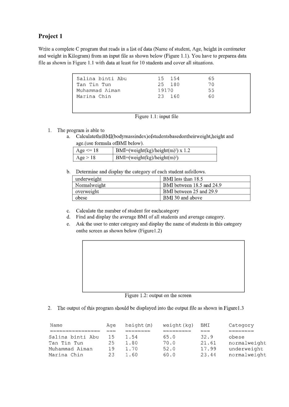 Solved PROJECT SCSP1103 C Programming Instruction Work in a | Chegg.com