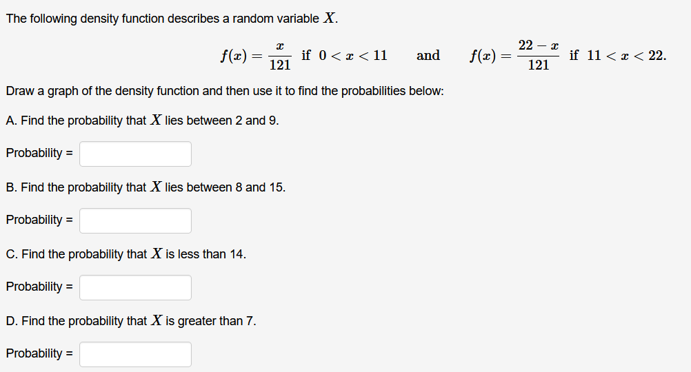 Solved The following density function describes a random | Chegg.com