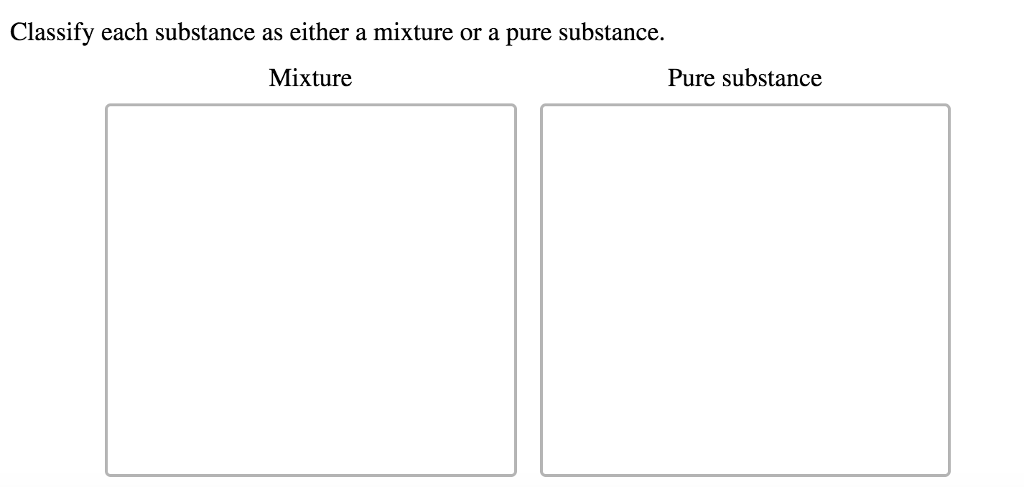 Solved Classify each substance as either a mixture or a pure | Chegg.com