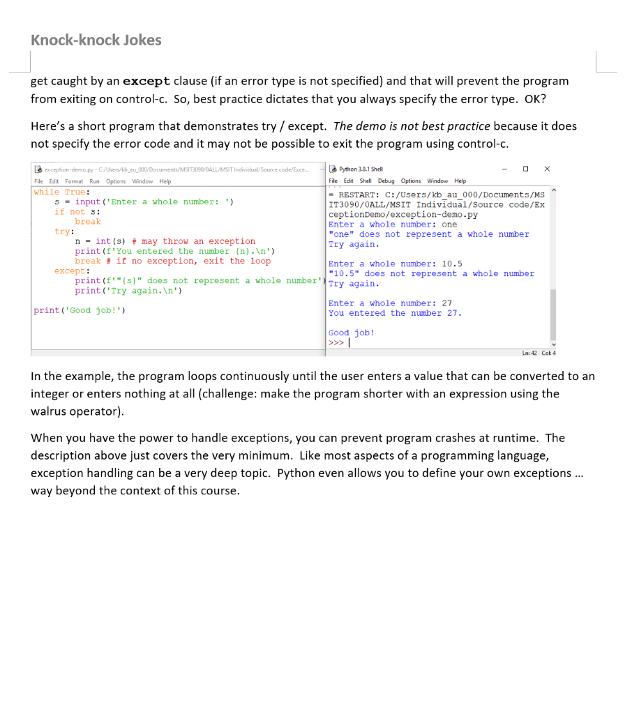 Knock-knock Jokes For this project, you will write a | Chegg.com