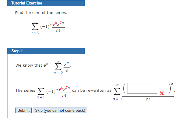 Solved Tutorial Exercise Find the sum of the series. Σ(-1) | Chegg.com
