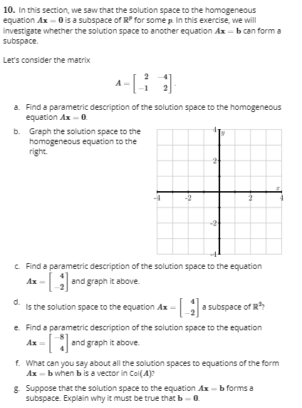 Solved 10. In this section, we saw that the solution space | Chegg.com