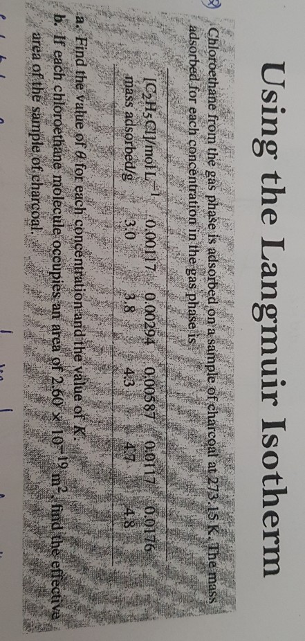 Solved K The mass Chior ethane from the gas phase s a sorbed | Chegg.com