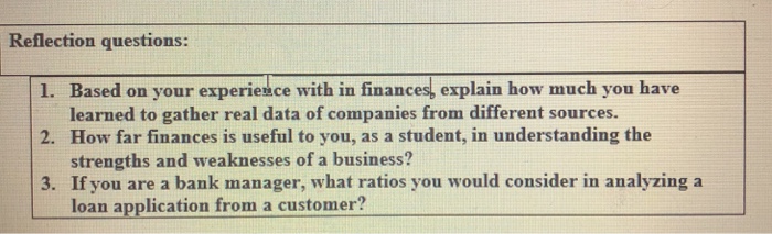 Solved Reflection questions: 1. Based on your experiesce | Chegg.com