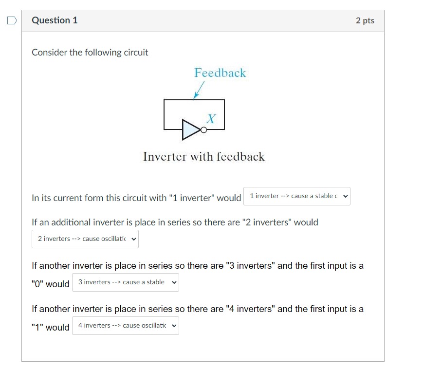 Solved Consider the following circuit Inverter with feedback | Chegg.com