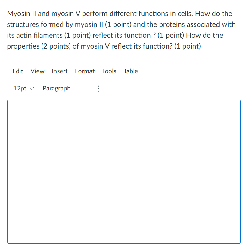 Solved Myosin II and myosin V perform different functions in | Chegg.com