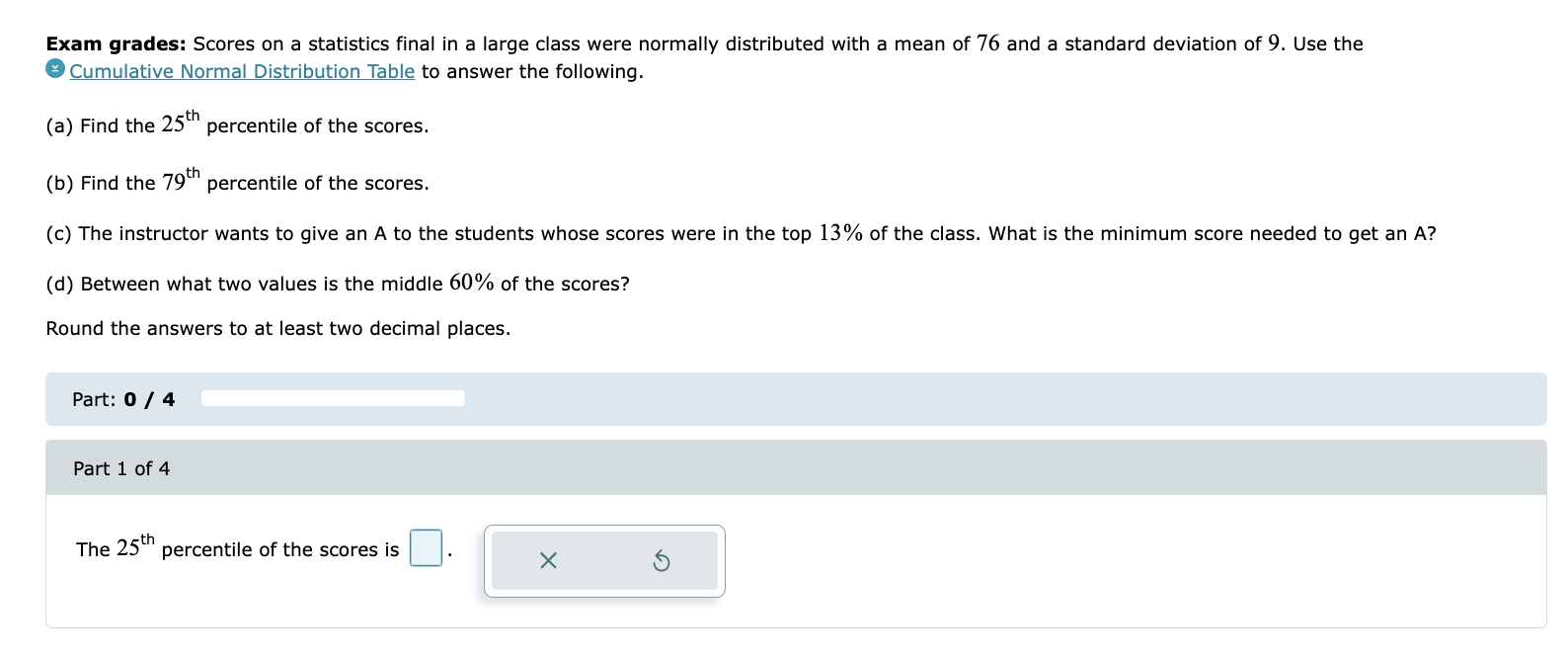 Solved Exam grades: Scores on a statistics final in a large | Chegg.com