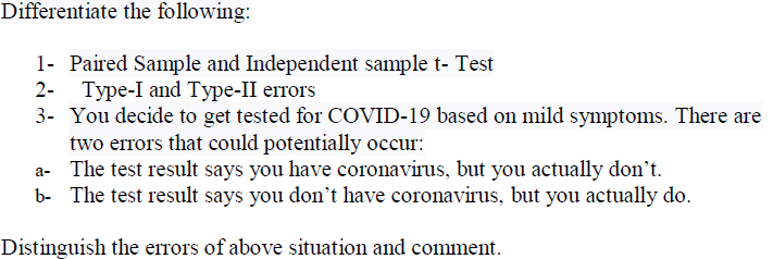 Solved Differentiate the following: 1- Paired Sample and | Chegg.com