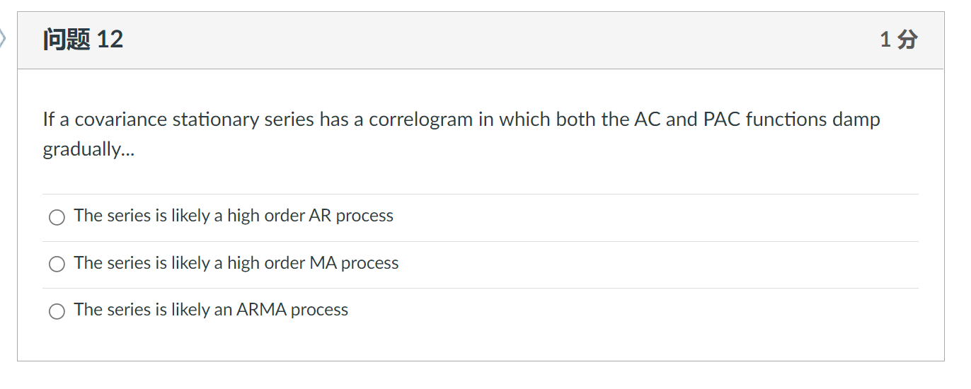 Solved If a covariance stationary series has a correlogram | Chegg.com