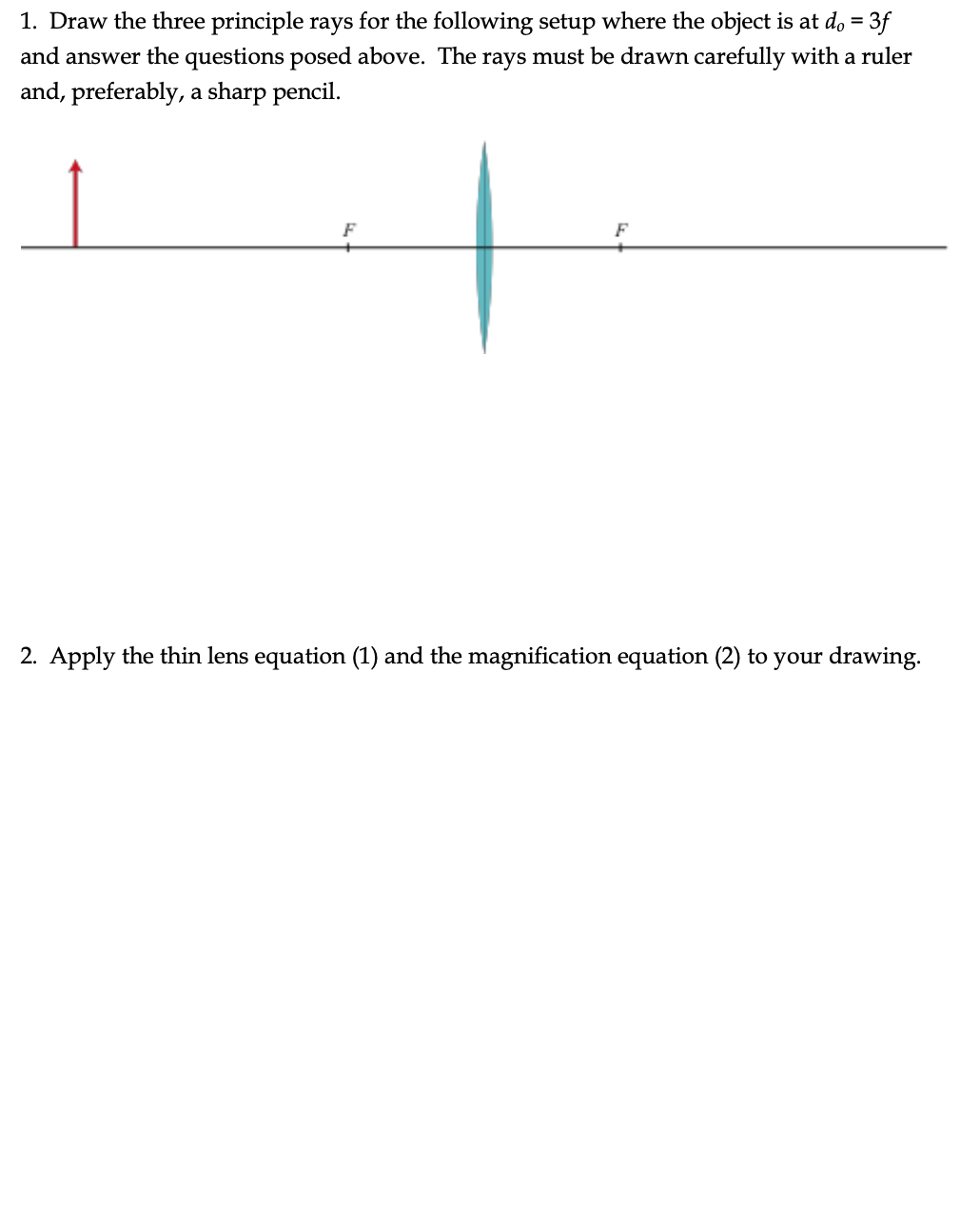 Solved Draw the three principle rays for the following setup | Chegg.com