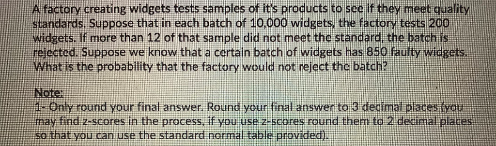 Solved A factory creating widgets tests samples of it's | Chegg.com