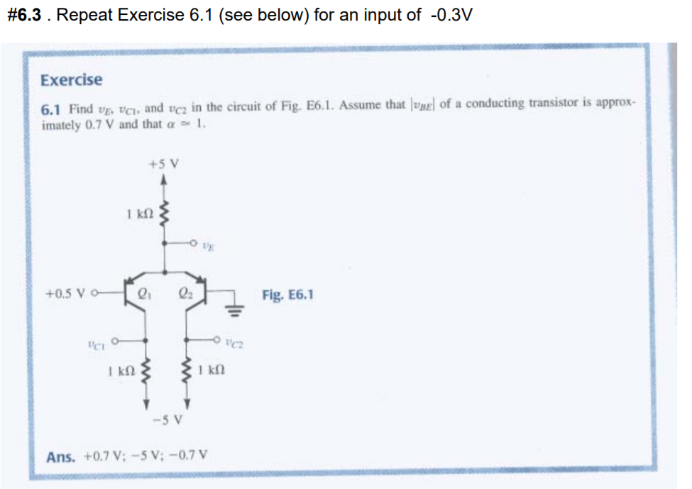 Solved Note that the input is now -0.3V not the value shown | Chegg.com