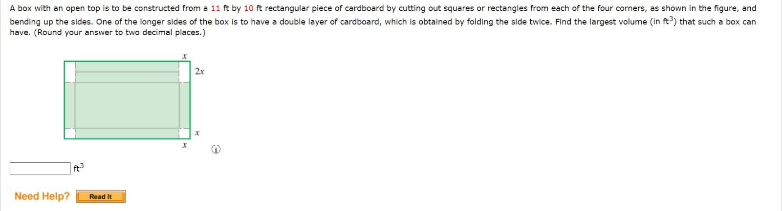 Solved A box with an open top is to be constructed from a 11 | Chegg.com