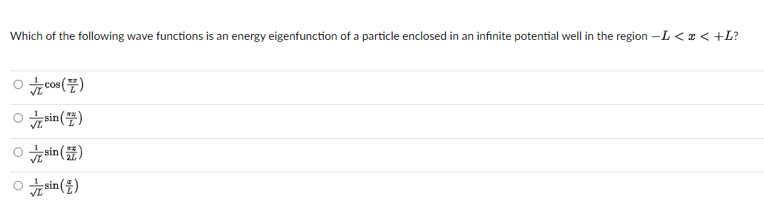 Solved Which of the following wave functions is an energy | Chegg.com