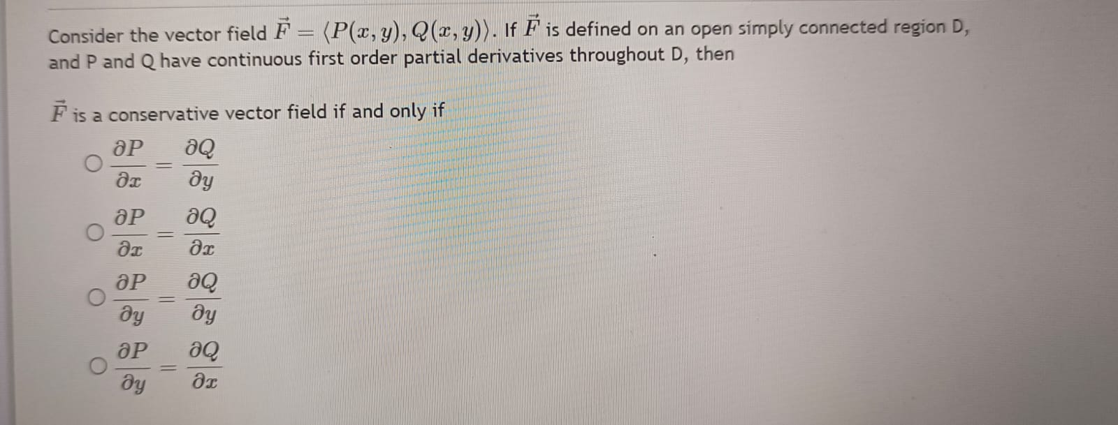 Solved Consider the vector field F= P(x,y),Q(x,y) . If F is | Chegg.com
