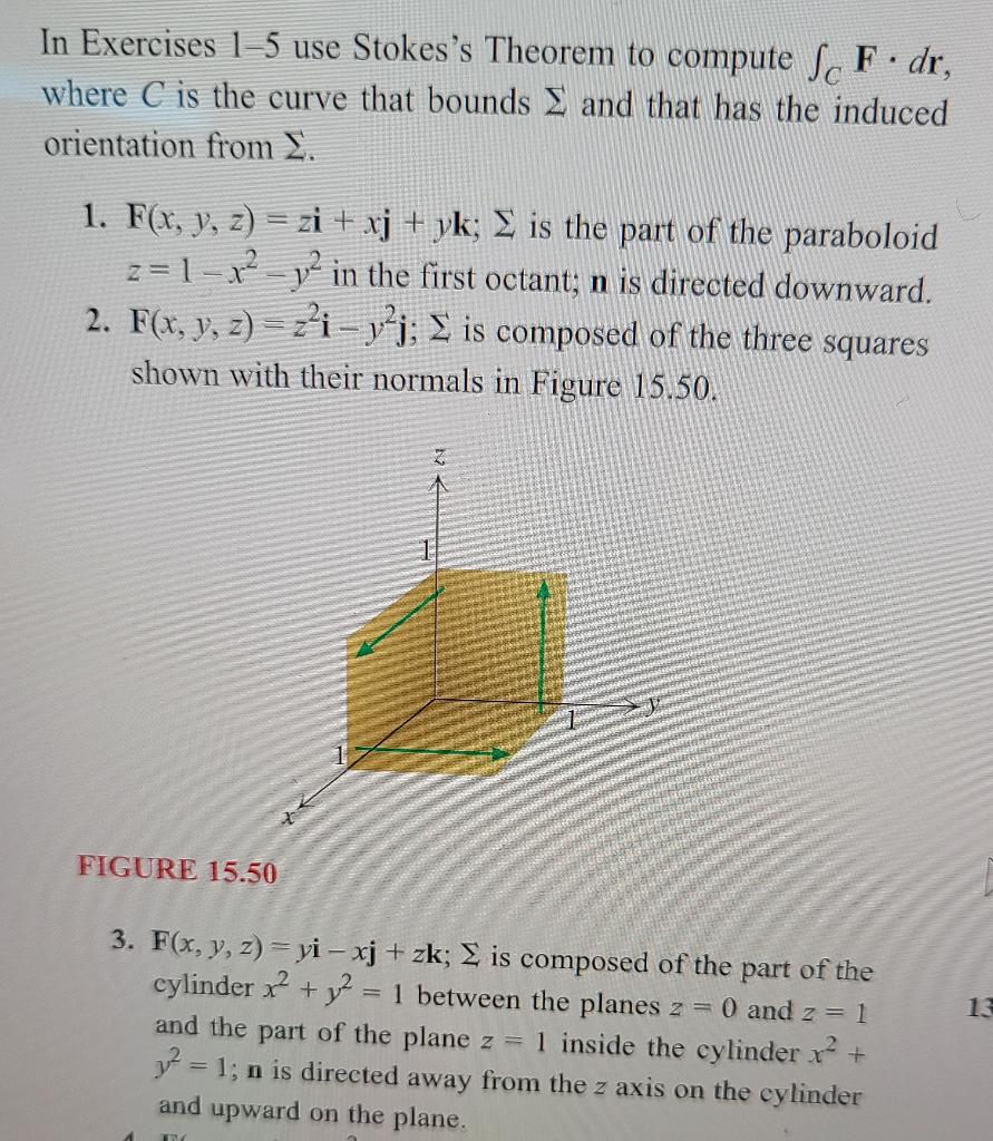 Solved In Exercises 1–5 use Stokes's Theorem to compute Sc | Chegg.com