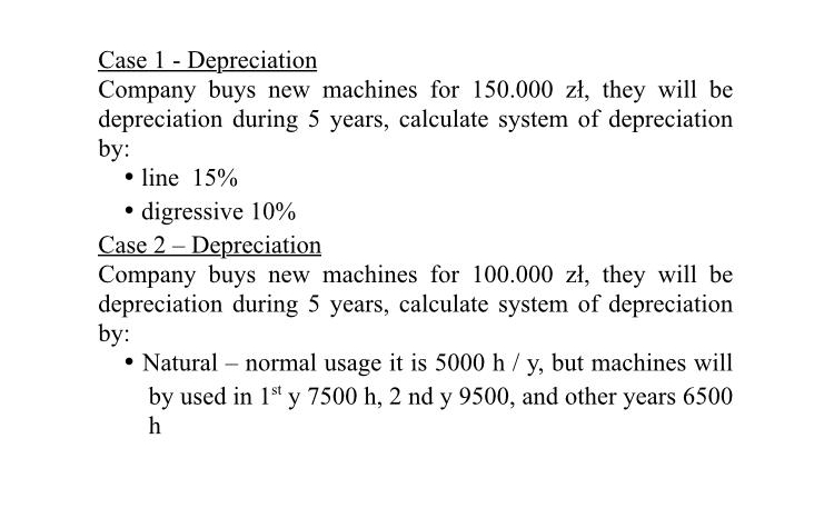 Solved Case 1 - Depreciation Company buys new machines for | Chegg.com