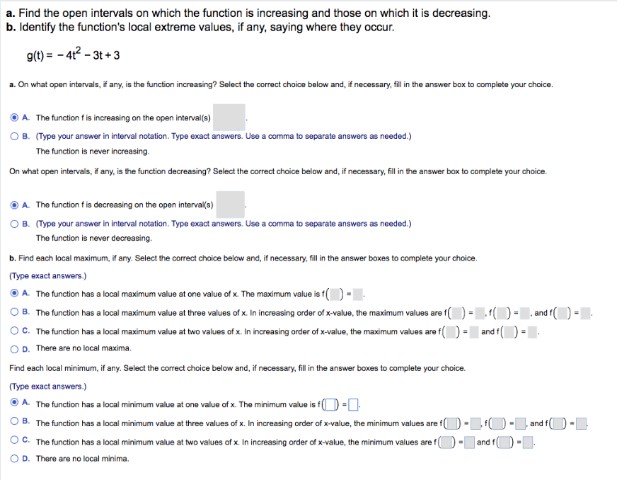 Solved a. Find the open intervals on which the function is | Chegg.com