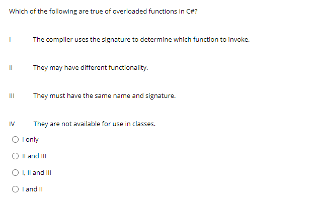 Solved Which of the following are true of overloaded | Chegg.com