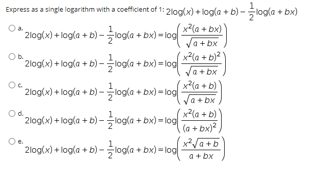 Solved Express as a single logarithm with a coefficient of | Chegg.com