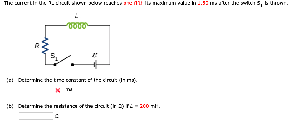 Solved The current in the RL circuit shown below reaches | Chegg.com