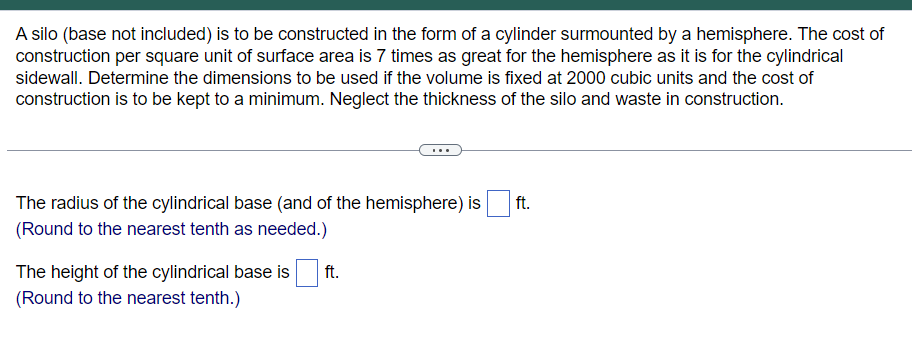 Solved A silo (base not included) is to be constructed in | Chegg.com