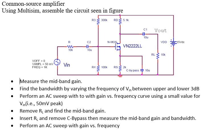 Common source amplifier ac analysis in multisim