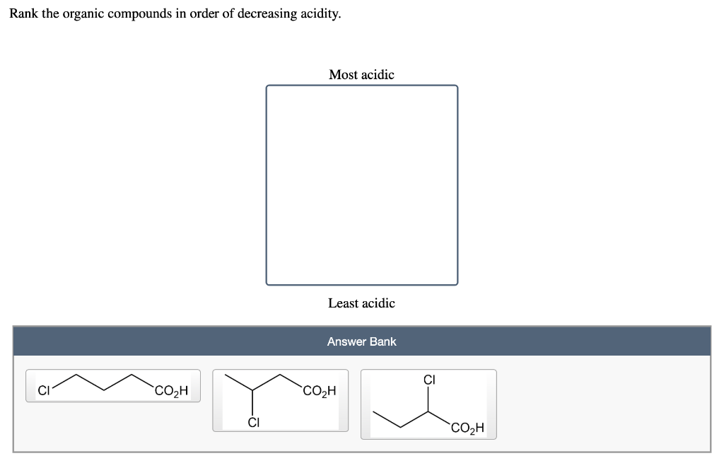 Solved Rank the organic compounds in order of decreasing | Chegg.com