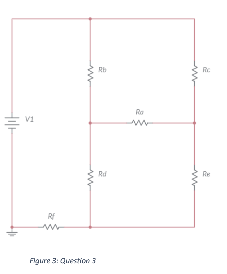Solved Rb Rc Ra = v1 Rd Re Rf Figure 3: Question 3 Please | Chegg.com