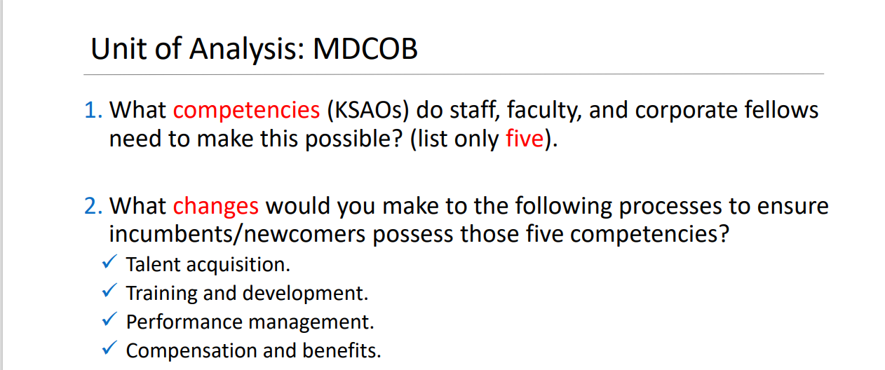 Solved 1. What competencies (KSAOs) do staff, faculty, and | Chegg.com
