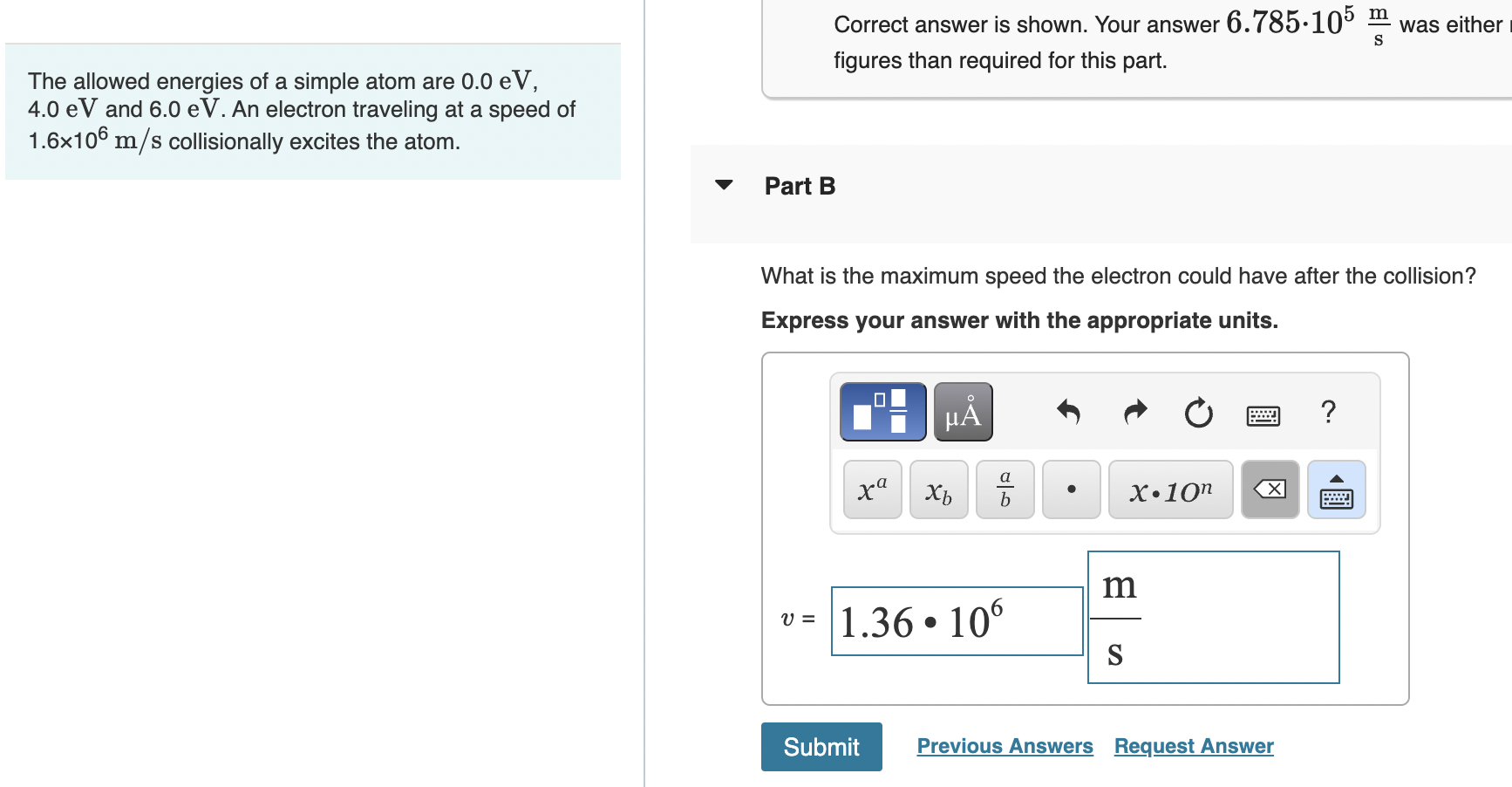 Solved Correct answer is shown. Your answer 6.785⋅105sm was | Chegg.com