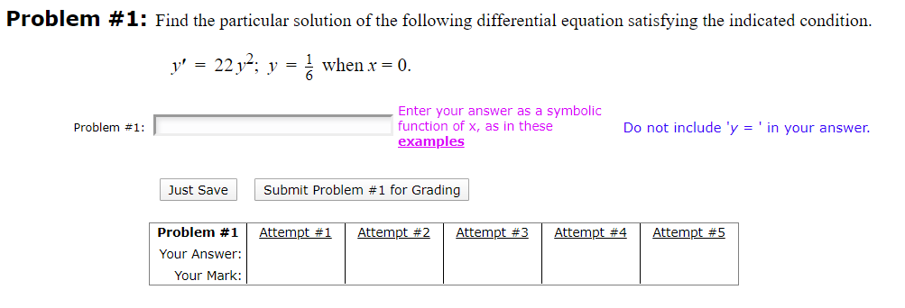Solved Problem #1: Find the particular solution of the | Chegg.com